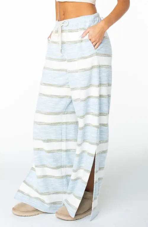 Roxy Beach Breeze Stripe Cotton Blend Split Hem Drawstring Pants