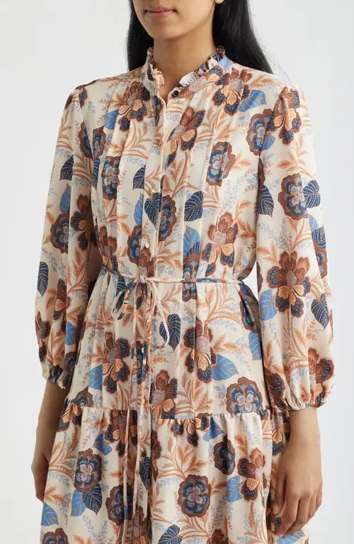 Julia Jordan Floral Ruffle Neck Shirtdress