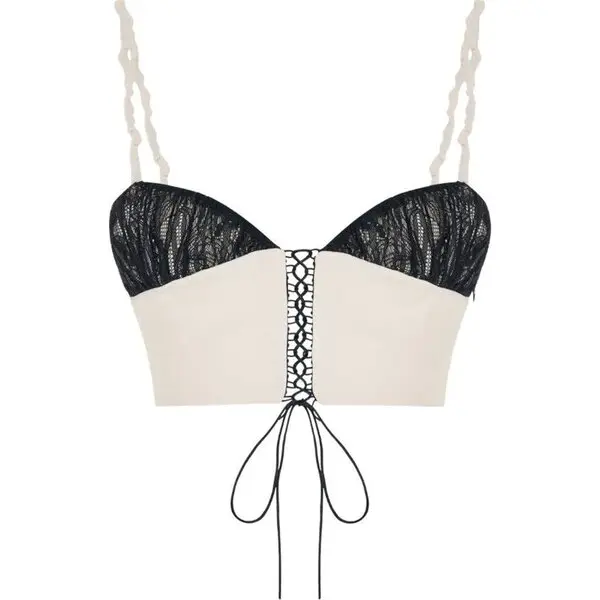 PCFG The Party Edit Lace Panel Contrast Bra - Beige
