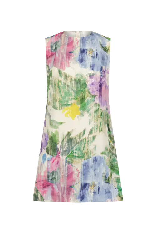 Lela Rose Ikat Floral Cotton Kelly Dress - Peony Multi