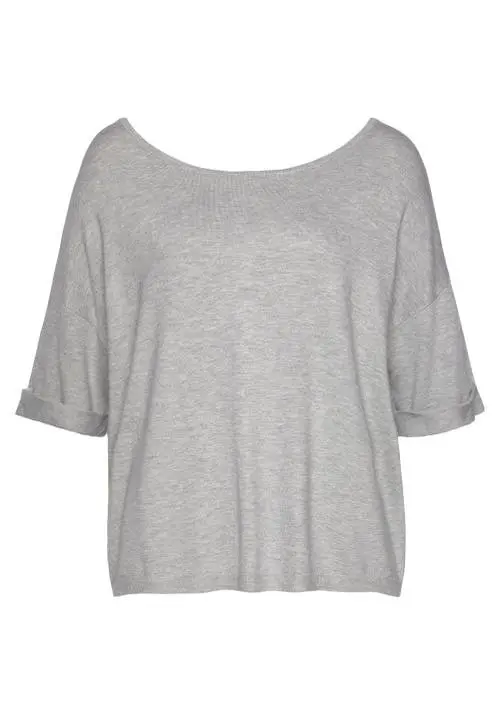 LASCANA Oversized Reversible Pullover Sweater - Grey