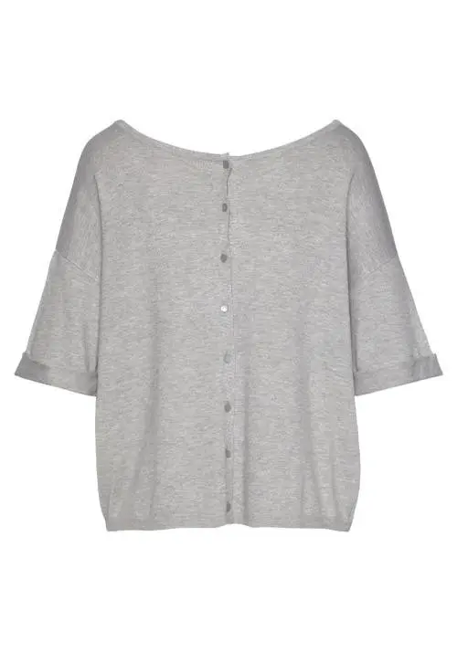 LASCANA Oversized Reversible Pullover Sweater - Grey
