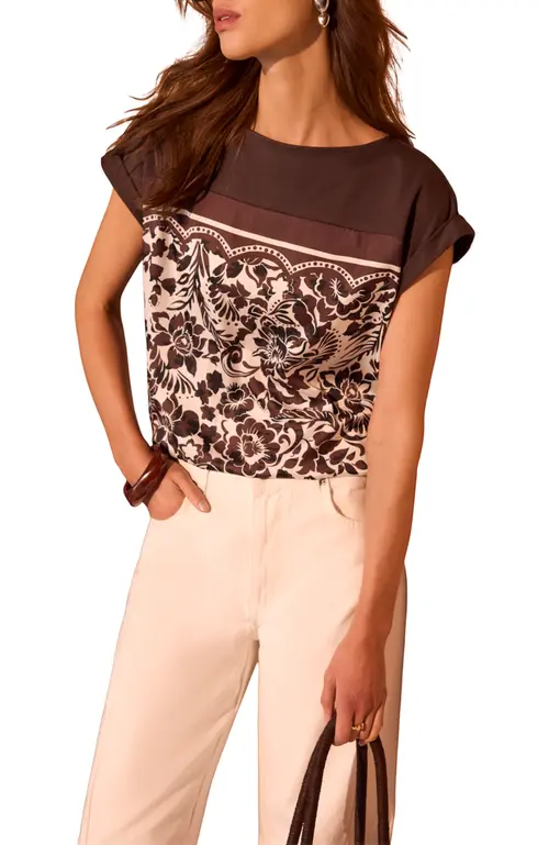 Mint Velvet Floral Print Cap Sleeve Top