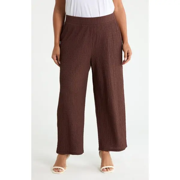 Jones New York Textured Wide Leg Pull-on Ankle Pants