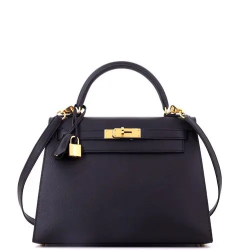 Hermès Kelly Handbag Black Epsom With Gold Hardware 28