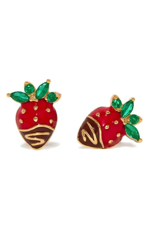 GIRLS CREW Chocolate Strawberry Stud Earrings - Gold