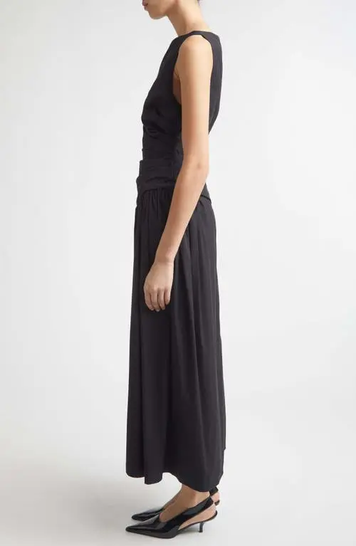 Lela Rose Ruched Cotton Blend Stretch Poplin Dress