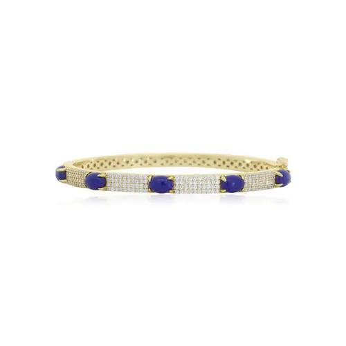 THE LOVERY FINE JEWELRY 14k Gold-plated Sterling Silver Lazuli And Cubic Zirconia Bangle - Lapis