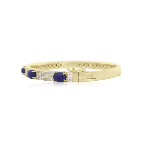 THE LOVERY FINE JEWELRY 14k Gold-plated Sterling Silver Lazuli And Cubic Zirconia Bangle