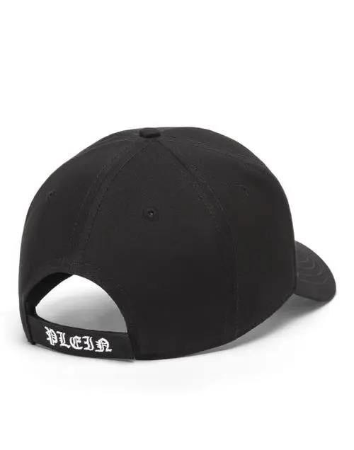 Philipp Plein Baseball Cap Gothic Plein Adjustable Strap - Black