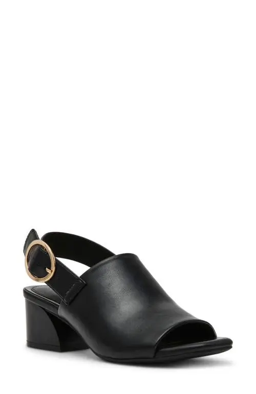 Anne Klein Maddy Slingback Sandal With Sculptural Block Heel - Black Smooth
