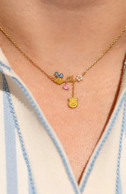 GIRLS CREW 18k Plated Winnie The Pooh Pendant Necklace With Cubic Zirconia