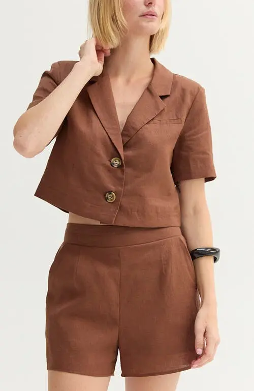 CRESCENT Cropped Linen Blend Blazer