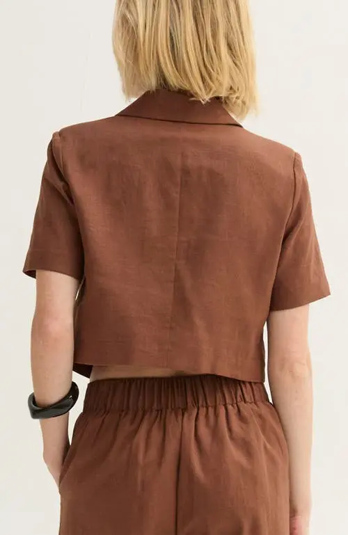 CRESCENT Cropped Linen Blend Blazer