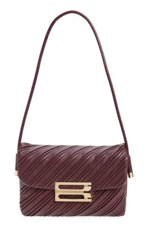 Victoria Beckham Dorian Ruched Leather Clutch - Burgundy
