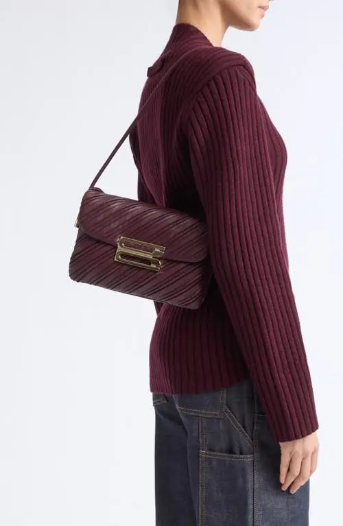 Victoria Beckham Dorian Ruched Leather Clutch - Burgundy