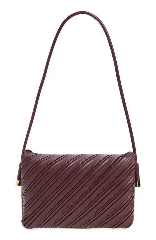 Victoria Beckham Dorian Ruched Leather Clutch - Burgundy