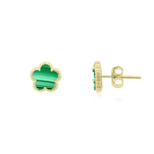 THE LOVERY FINE JEWELRY 14k Gold-plated Sterling Silver Flower Stud Earrings - Malachite