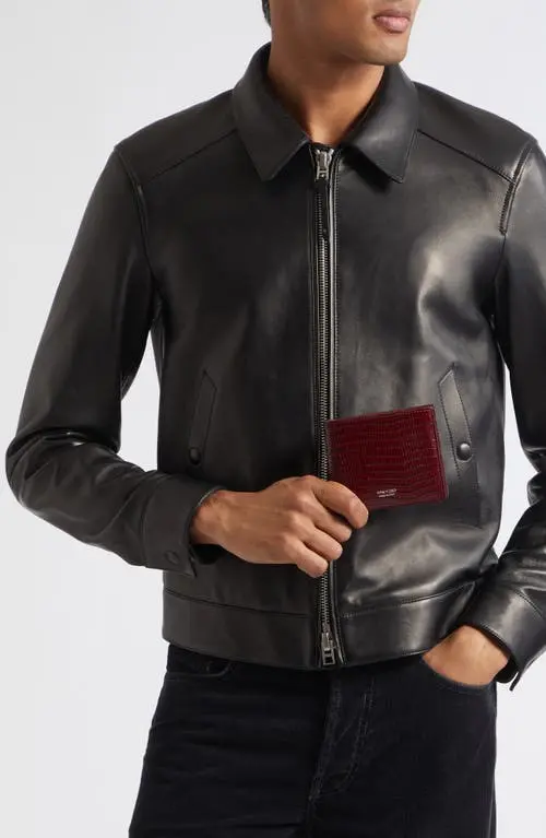 TOM FORD Lizard Embossed T-line Classic Bifold Wallet