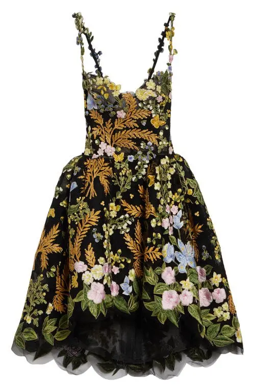 Oscar De La Renta Sleeveless Mixed Botanical Floral Lace Cocktail Dress - Floral Multi