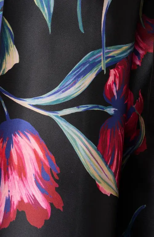 Adrianna Papell Floral Print Mikado High/low Gown