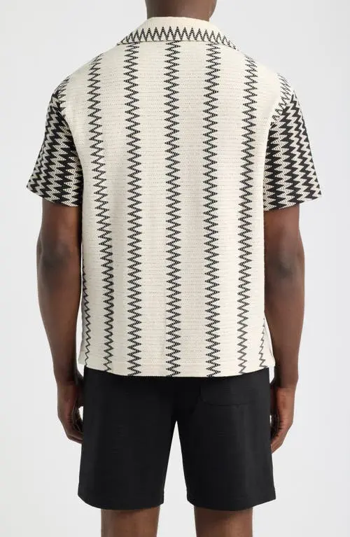 REISS Dain Chevron Stripe Knit Camp Shirt