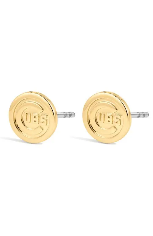 LUV AJ Mlb Chicago Cubs Logo Stud Earrings - Gold