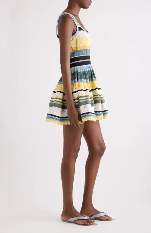 Alaïa Stripe Crinoline Fit & Flare Sweater Dress - Multicolor Jaune