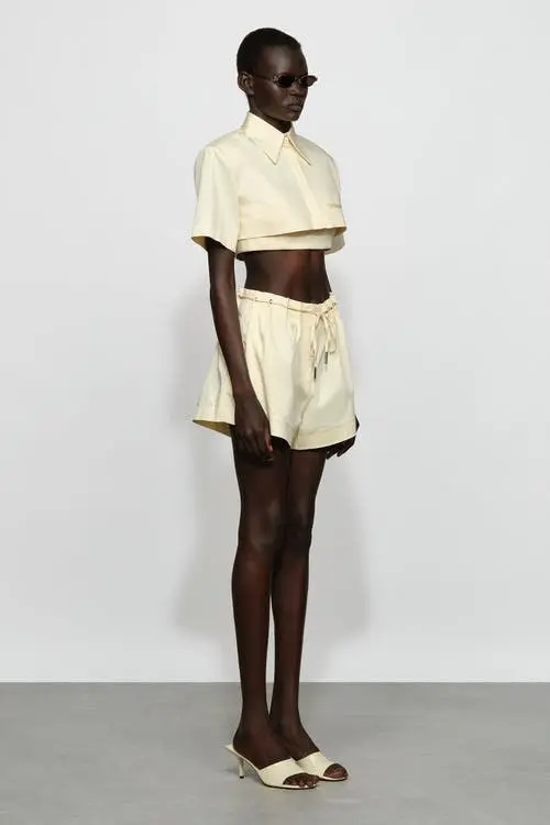 ET OCHS Calvin Cropped Shirt With Built-in Bralette