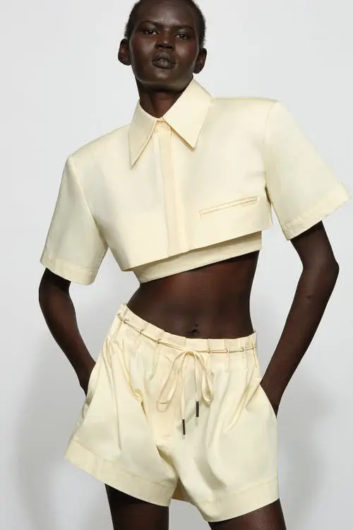 ET OCHS Calvin Cropped Shirt With Built-in Bralette