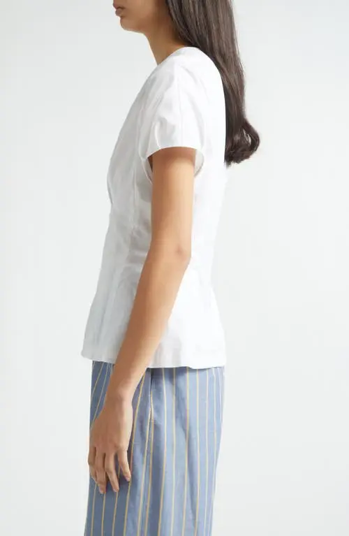 Lela Rose Bubble Sleeve Organic Cotton Poplin Blend Top