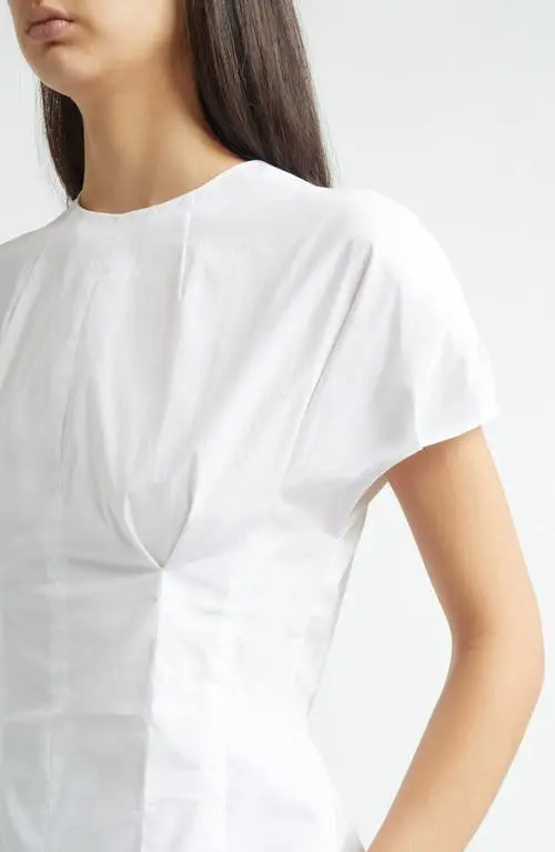 Lela Rose Bubble Sleeve Organic Cotton Poplin Blend Top