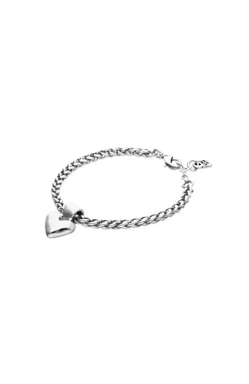 UNODE50 Sterling Chain Bracelet With Heart Charm
