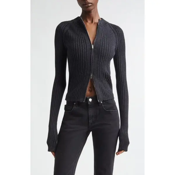 Isabel Marant Étoile Vice Merino Wool Blend Zip Cardigan