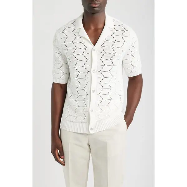 REISS Dalkeith Open Knit Camp Shirt