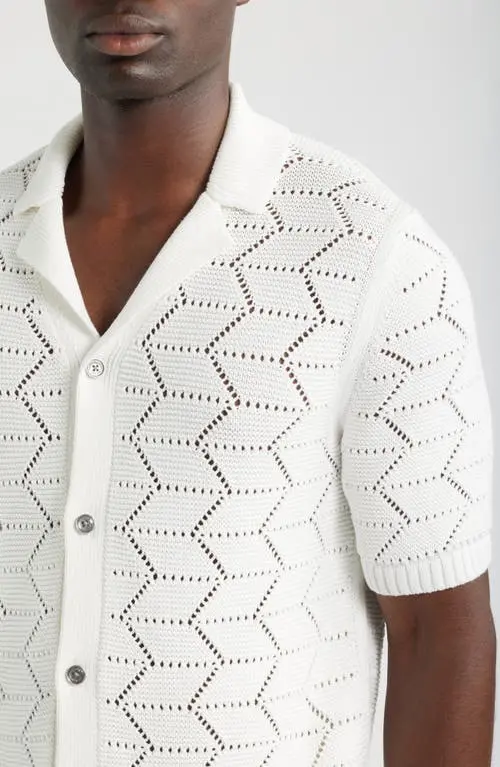REISS Dalkeith Open Knit Camp Shirt