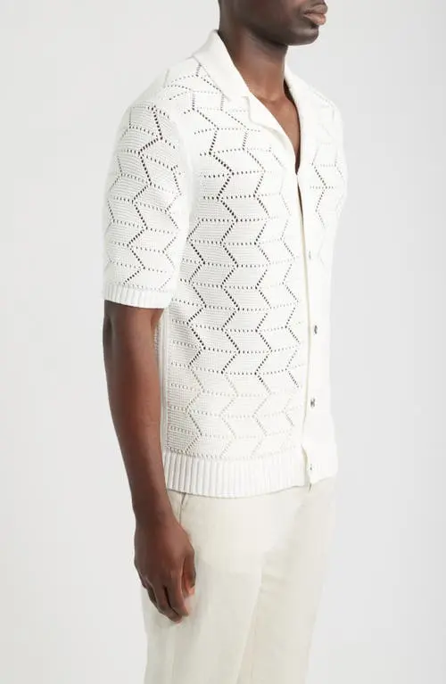 REISS Dalkeith Open Knit Camp Shirt