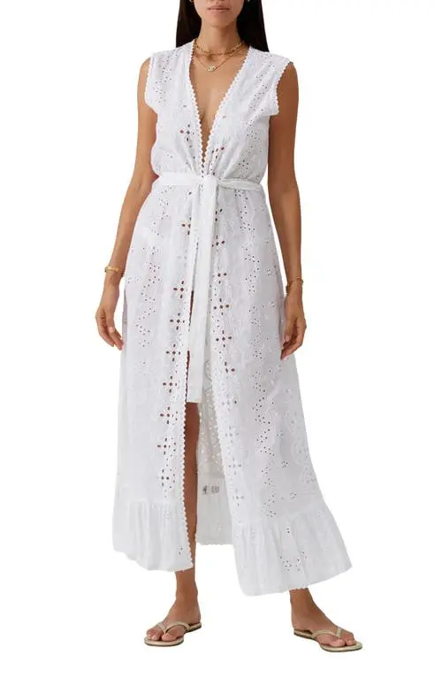 Melissa Odabash Marta Eyelet Cotton Maxi Cover-up Dress - White