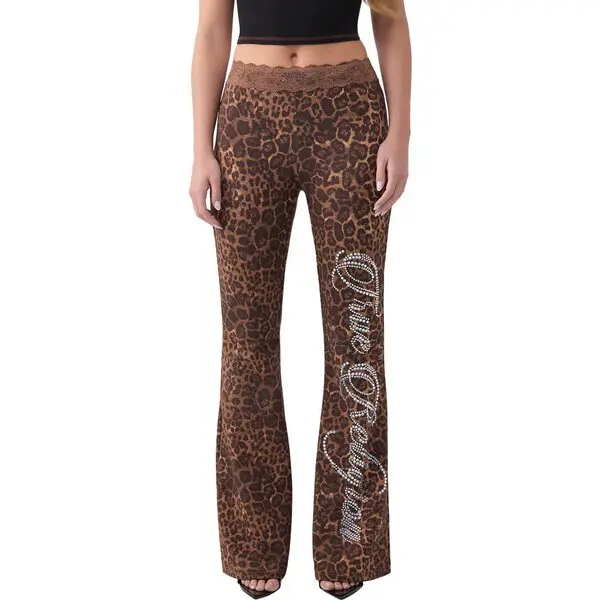 True Religion Crystal Lace Waist Bootcut Pants - Leopard