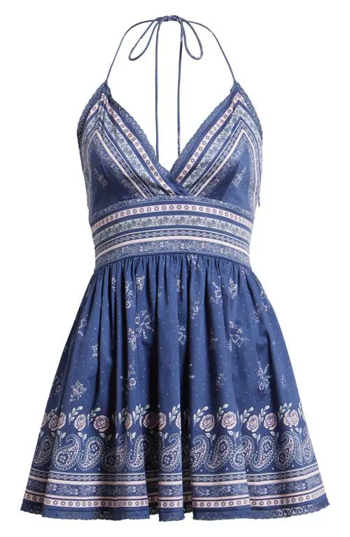 LoveShackFancy Arletta Lace Detail Stretch Cotton Minidress - Midnight Harbor