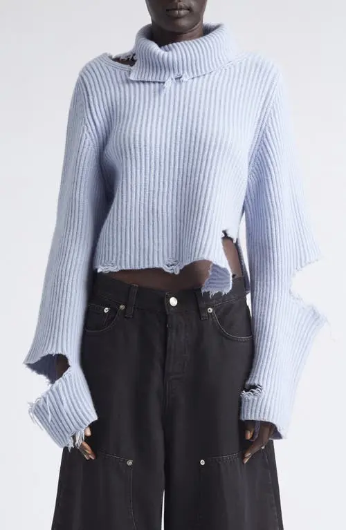 HAIKURE Lover Destroyed Rib Merino Wool Turtleneck Sweater