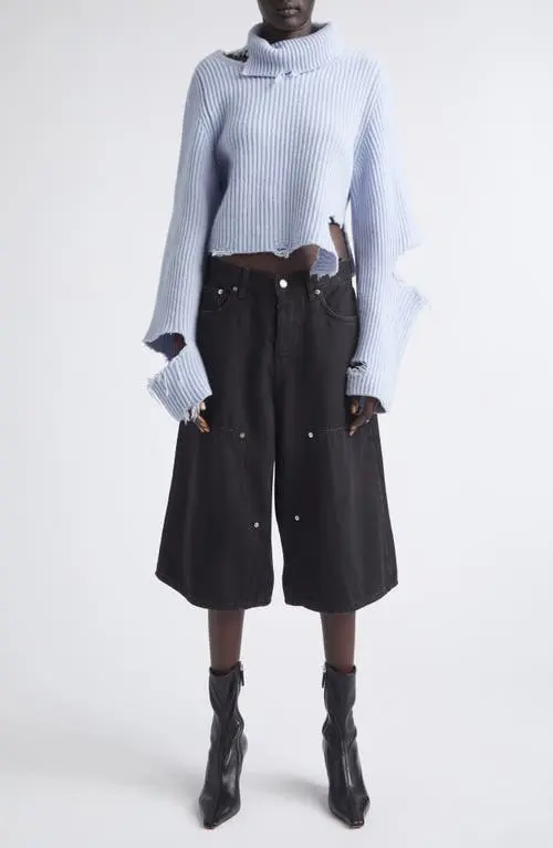 HAIKURE Lover Destroyed Rib Merino Wool Turtleneck Sweater