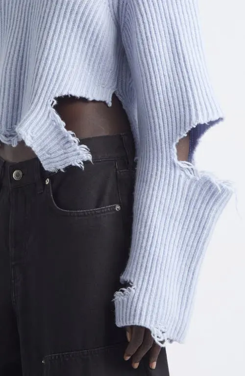 HAIKURE Lover Destroyed Rib Merino Wool Turtleneck Sweater
