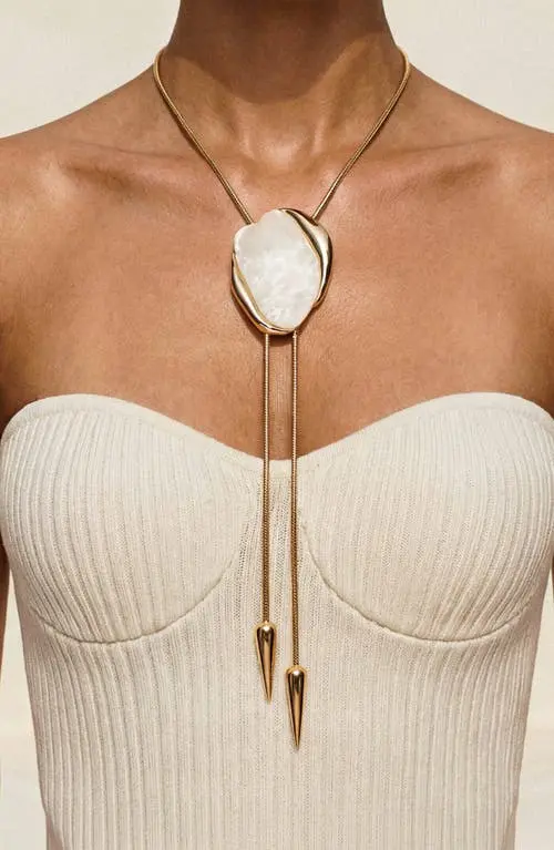Ettika Sculptural Stone Slider Bolo Necklace