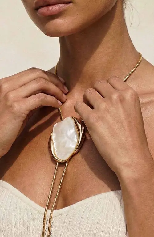Ettika Sculptural Stone Slider Bolo Necklace