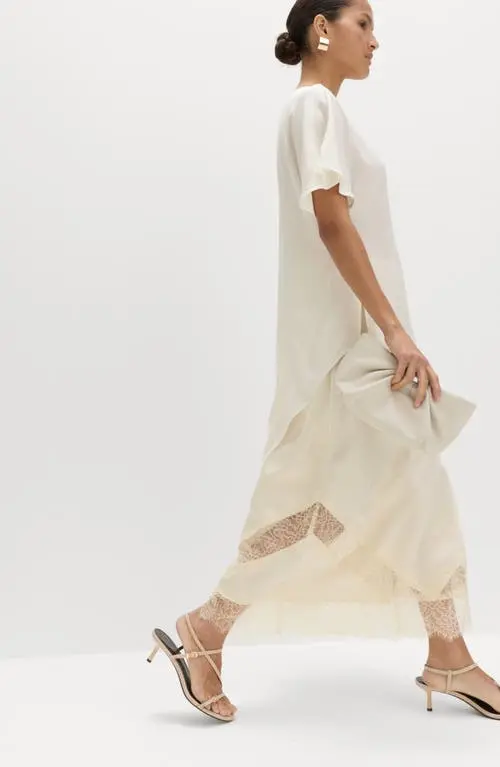 M&s Lace Inset Midi Slip Skirt