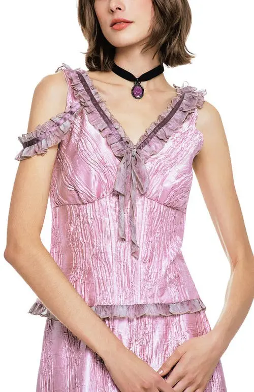 Anna Sui Crushed Satin Bow Top