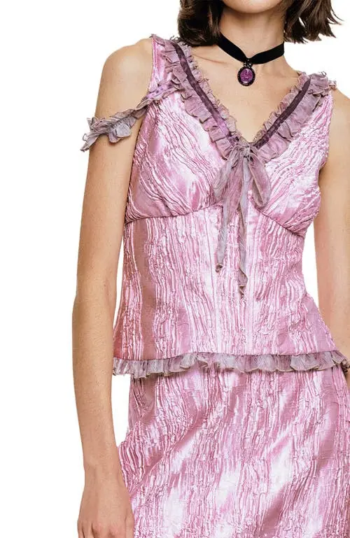 Anna Sui Crushed Satin Bow Top