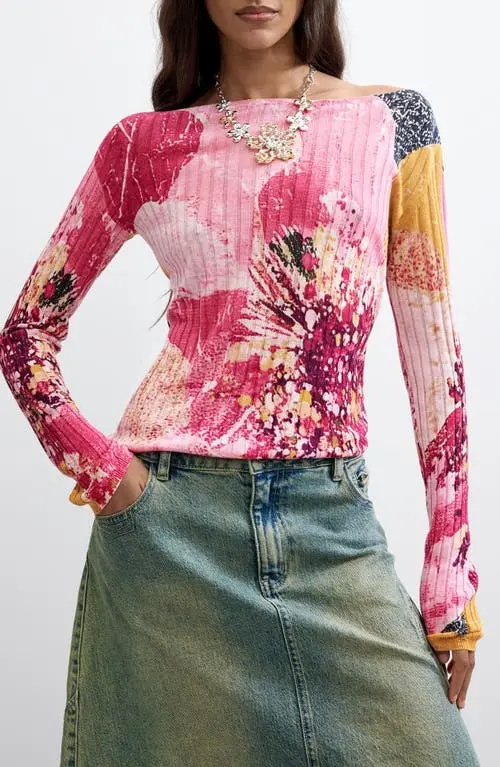 Desigual Print Boat Neck Sweater