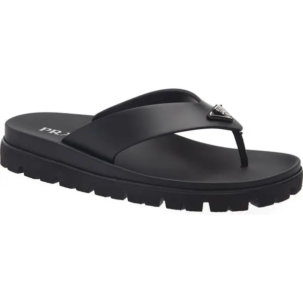 Prada Lug Sole Flip Flops - Nero